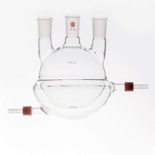 Flask, Round Bottom 3-Neck, Vertical, Half Jacketed | HK Labware Shop