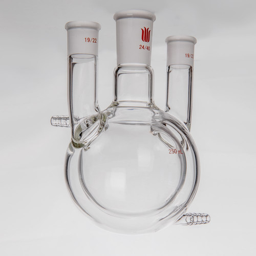 Flask, Round Bottom 3-Neck, Vertical, Full Jacketed | Labware E-shop