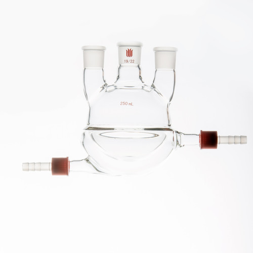 Flask, Round Bottom 3-Neck, Vertical, Half Jacketed | Labware E-shop