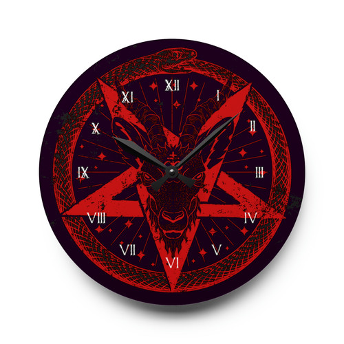 Pentacle Baphomet Acrylic Wall Clock | Gold Eggs Emporium