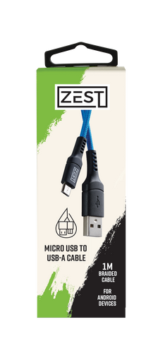 Zest 1m Charge and Sync Micro Cable - Blue | Evonic