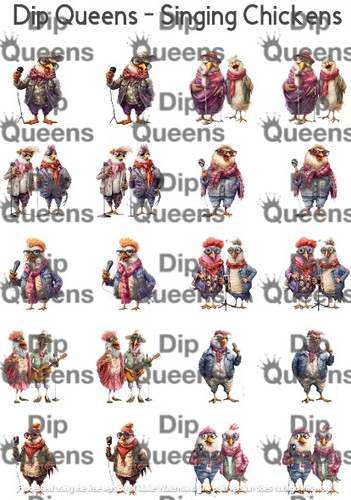 Singing Chickens Mini Waterslide Decals | Dip Queens