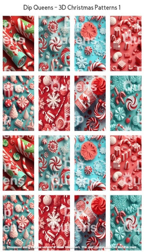 3D Christmas Patterns 1 Waterslide Decals | Dip Queens