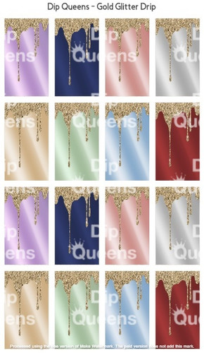 Gold Glitter Drip Waterslide Decals | Dip Queens