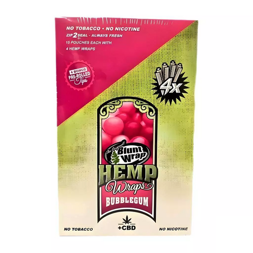 Caja Blunt Wrap Hemp Wraps 4X + 4 Pre Rolled Tips + CBD Sabor Chicle ...