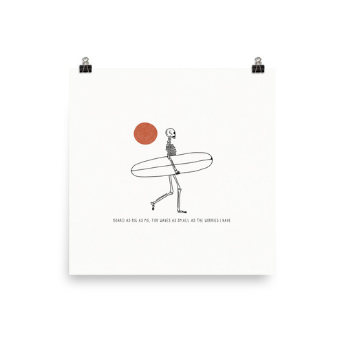Longboard Surf Skeleton Print | Kinsey H. Designs