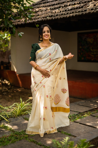 Chethi Poo (Red - Gold) | KeralaSaree by Swethhttps://www.keralasaree ...