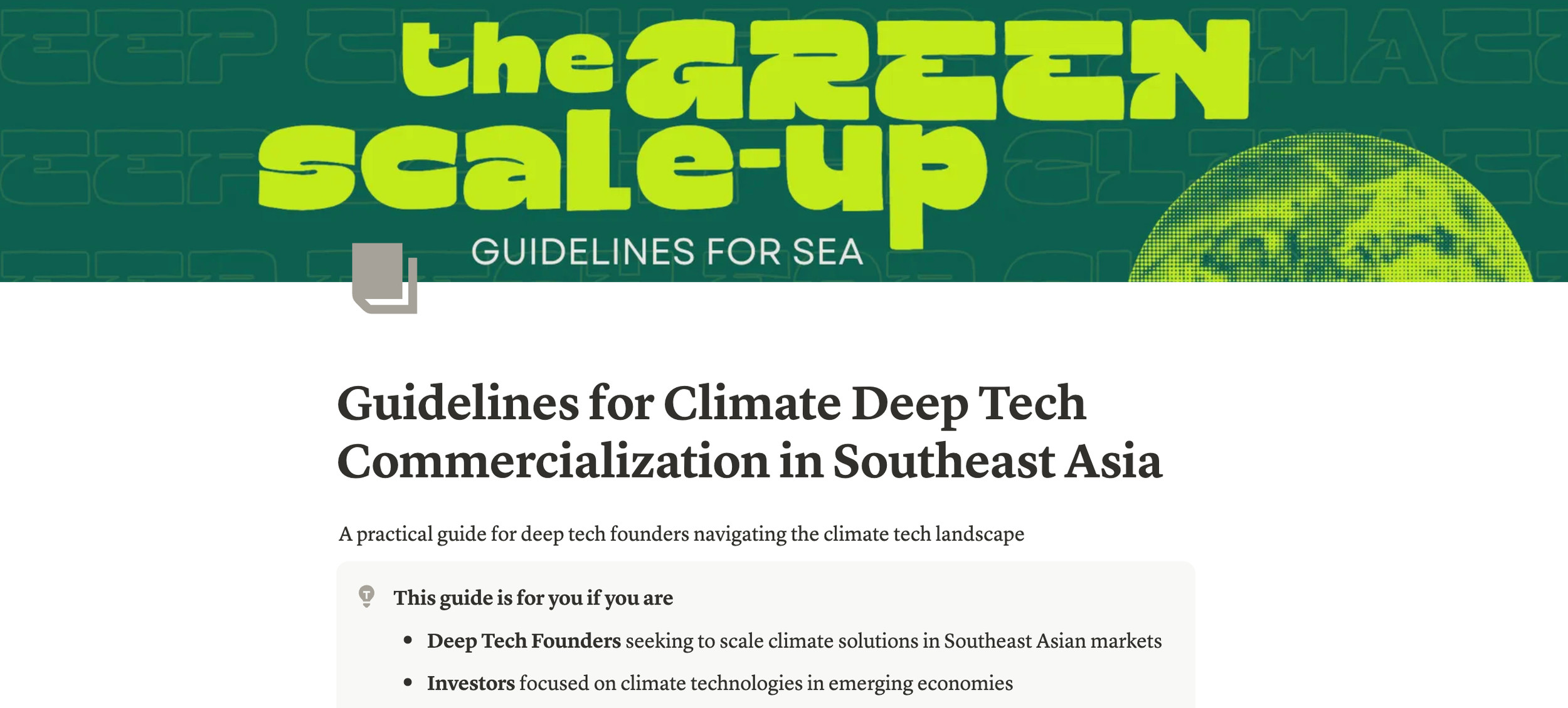 Commercialize Climate Deep Tech Startups in SEA