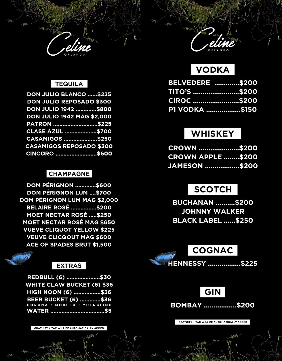 VIP MENU | Celine Orlando