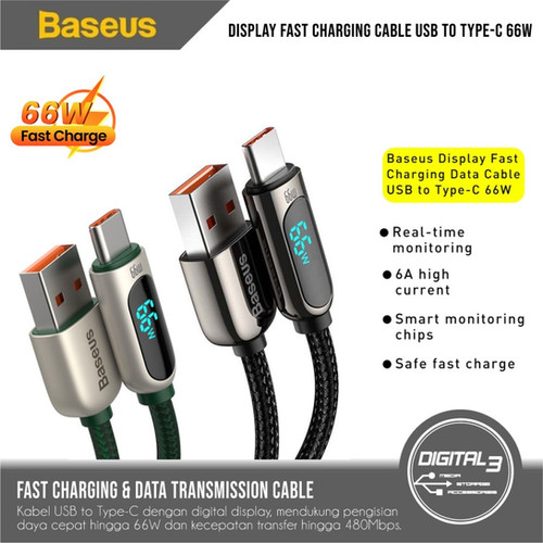 Baseus Digital Display Cable Series USB to Type-C 66W LED Display ...