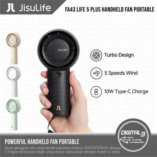 JISULIFE FA43 Life 5 Plus Handheld Mini Fan Turbo Portable Desktop ...