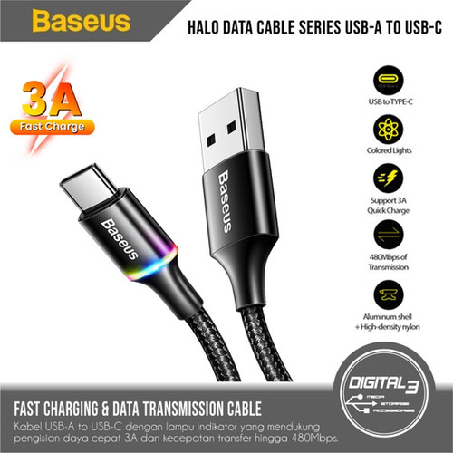 Baseus Halo Data Cable Series USB to Type-C 3A Fast Charging LED ...