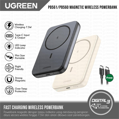 UGREEN PB560 PB561 Mini Powerbank Magsafe 5000mAh 10.000mAh Magnetic 7 ...