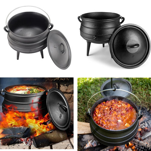 Japanese Pre-Seasoned Cast Iron Cauldron | African Potjie Pot with Lid ...
