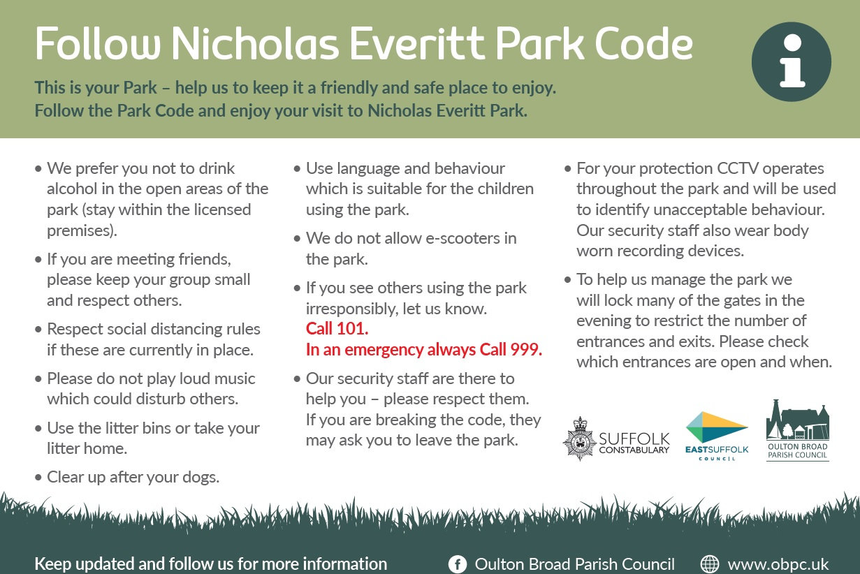 Oulton Broad Parish Council | News | NEP Park Code