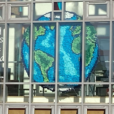 World Map Window Installation | Emma Phillips Art & Illustration