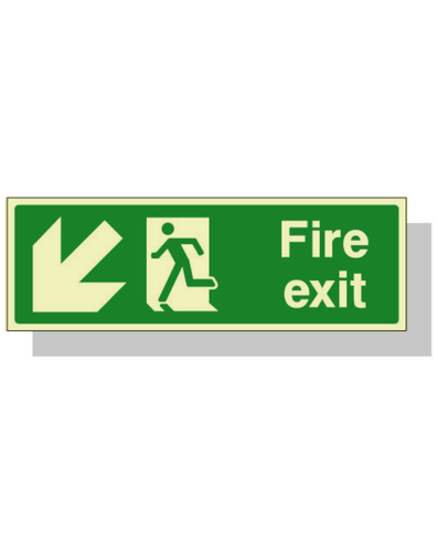 Fire Exit Sign – Down Left Direction | Firecheck Services