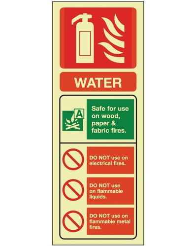 Water ID Sign Photoluminescent (Portrait) 75mm x 200mm | Firecheck Services
