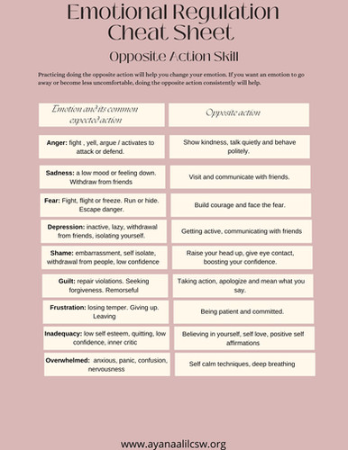 Emotional Regulation Cheatsheet | Ayana Ali, LCSW