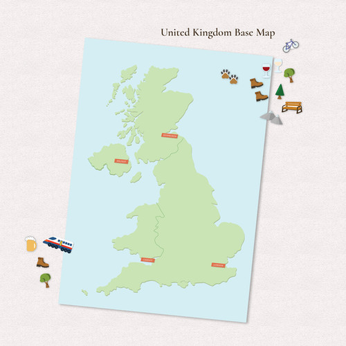 A4 United Kingdom Base Map | Cute Maps
