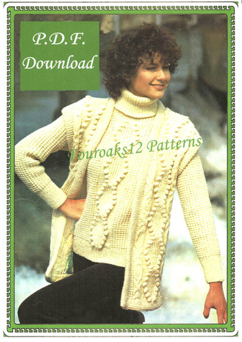 Lady's Sweater and Sleeveless Jacket knitting pattern 006 | www ...