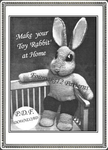 Rag Doll Rabbit Knitting Pattern 316 | FOUROAKS12 PATTERNS