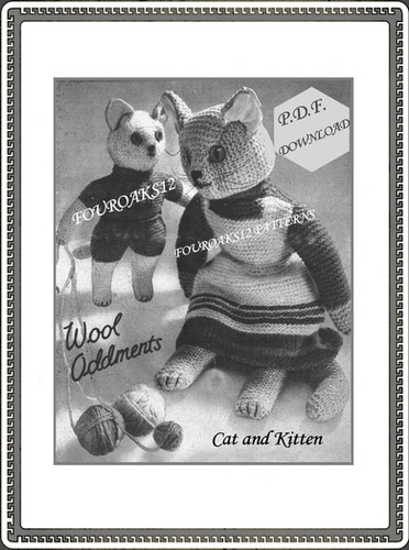 Rag Doll Cat and Kitten Knitting Pattern" 388 | www.fouroaks12patterns.com
