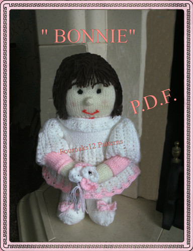 Rag Doll Knitting Pattern "BONNIE" 14" 894 | www.fouroaks12patterns.com