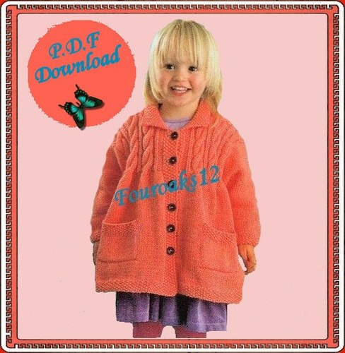Girls Smock coat knitting Pattern 2772 | www.fouroaks12patterns.com