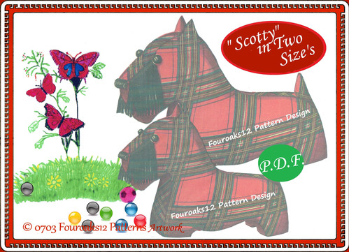 Scotty Dog in two sizes Sewing Pattern 0703 | www.fouroaks12patterns.com