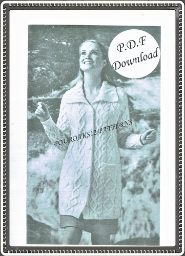 Lady's Aran Coat Knitting Pattern 202 | www.fouroaks12patterns.com
