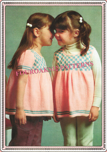 Girl's Smock Tops Knitting Pattern 95B | FOUROAKS12 PATTERNS