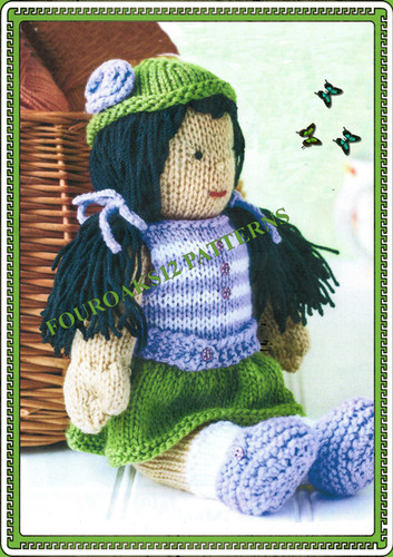 Rag Doll with Hat Knitting Pattern 2526 | www.fouroaks12patterns.com