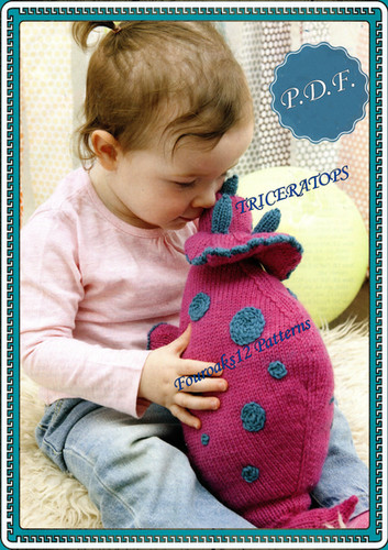 Dinosaur Triceratops Knitting Pattern 721 | www.fouroaks12patterns.com