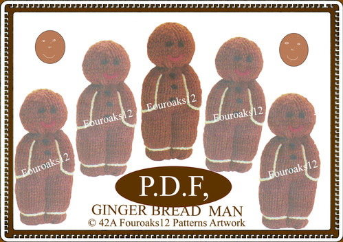 Gingerbread man knitting pattern . 42A | www.fouroaks12patterns.com