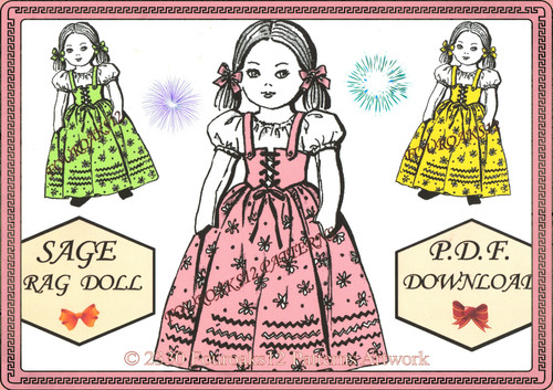 Rag Doll " Sage "Sewing Pattern 2330 | FOUROAKS12 PATTERNS