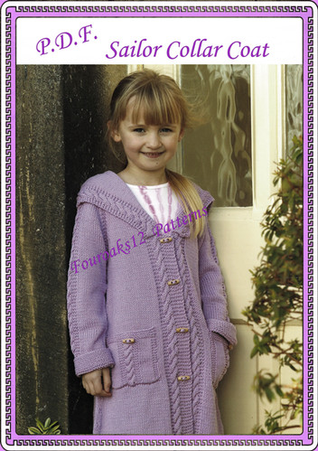 Girl's Coat with a Sailor Collar Knitting Pattern 5125