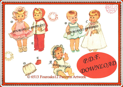 Doll's Clothes 10"-20"-21"Baby Doll Sewing Pattern 6513 | www ...