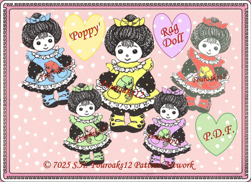 Rag Doll 26" Poppy Seed 7 Sewing Pattern 025 | www.fouroaks12patterns.com