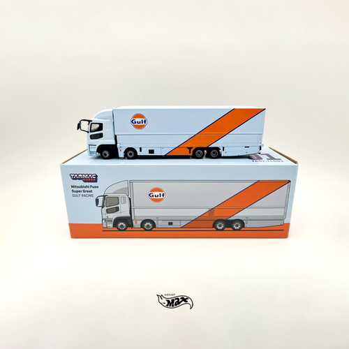 Tarmac Works 1:64 Mitsubishi Fuso Super Great GULF Racing Transporter ...
