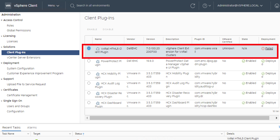 VxRAIL Plugin Missing from vCenter (VCF): SOLVED VxRAIL Plugin Missing from vCenter (VCF): SOLVED