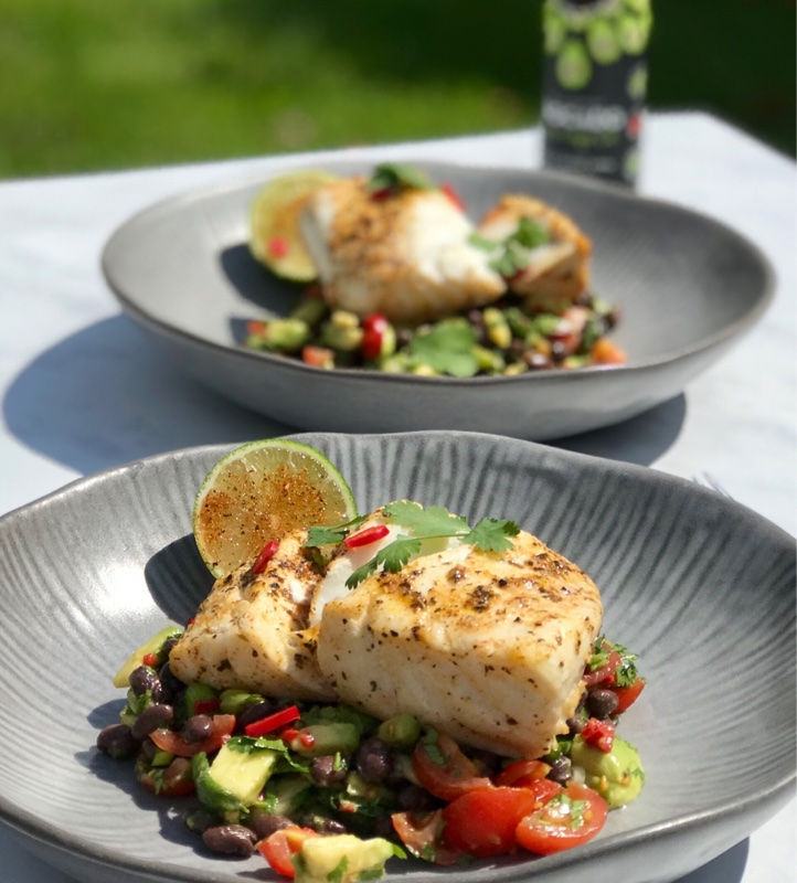 Cajun Spiced Cod, with Black Bean & Avocado Salsa