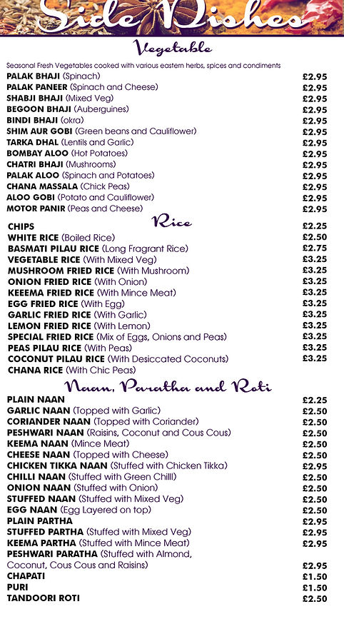 Menu | Hartlepool Spices