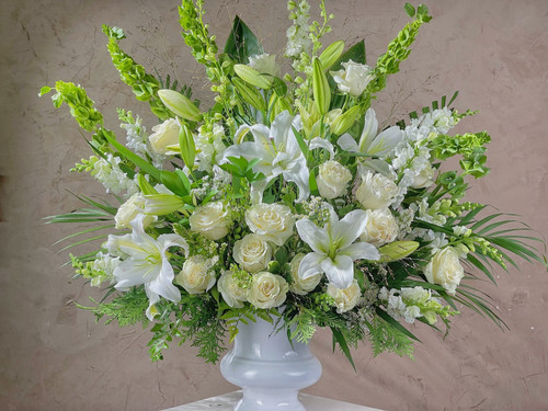 All white sympathy flowers | Floral Moment