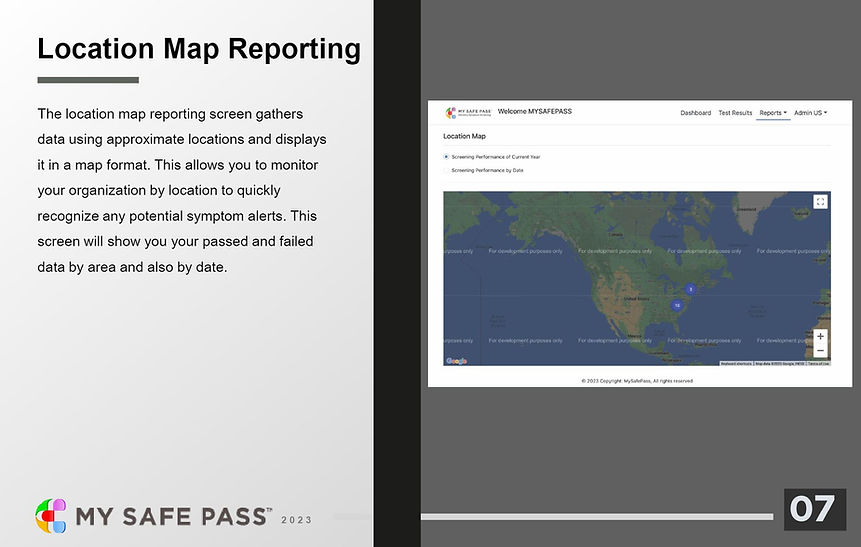 Back end Patient Reporting | My Safe Pass