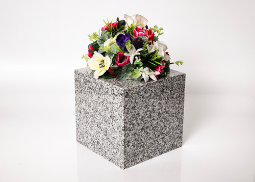 Large Memorial Cube Vase (8x8x8) -Chinese Light Grey | STEWARTON MEMORIALS