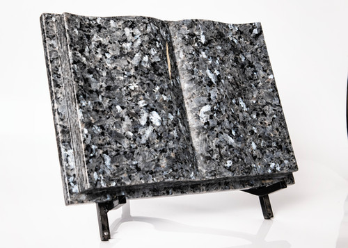 Book shaped plaque (16x12) -Blue Pearl | STEWARTON MEMORIALS