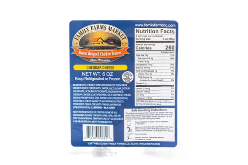 Bacon Wrapped Chicken Teasers: Cheddar Cheese | Family Farms