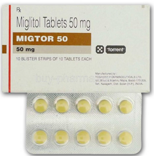 Miglitol 50mg - 300 tablets | medinets-master
