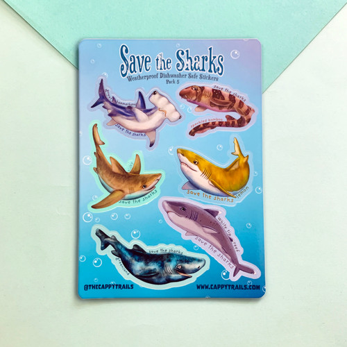 Save the Sharks Sticker Pack 5 | Cappy Trails